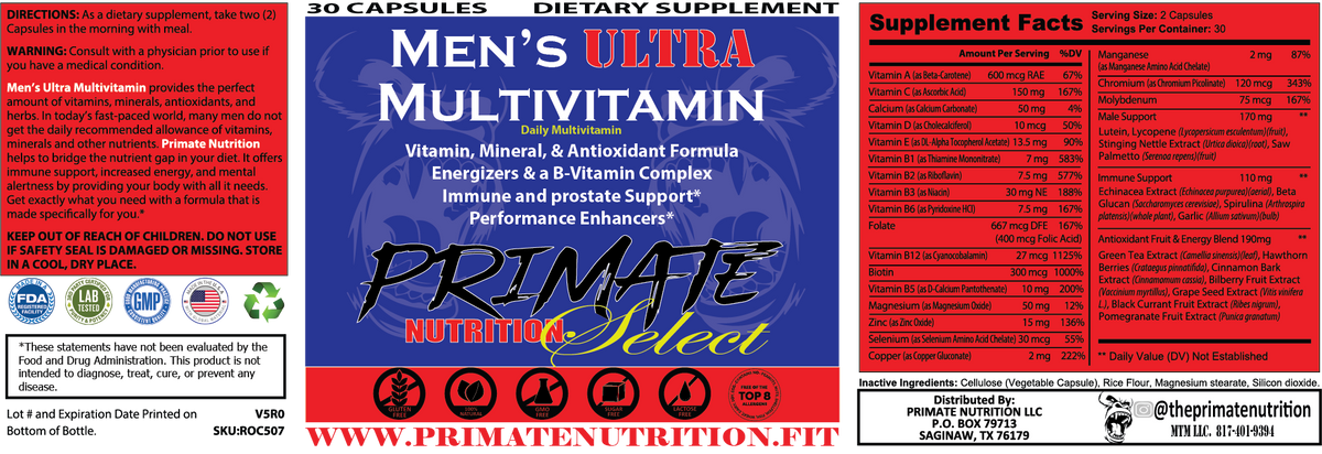PRIMATE SELECT: Men's ULTRA Multivitamin – PrimateNutrition